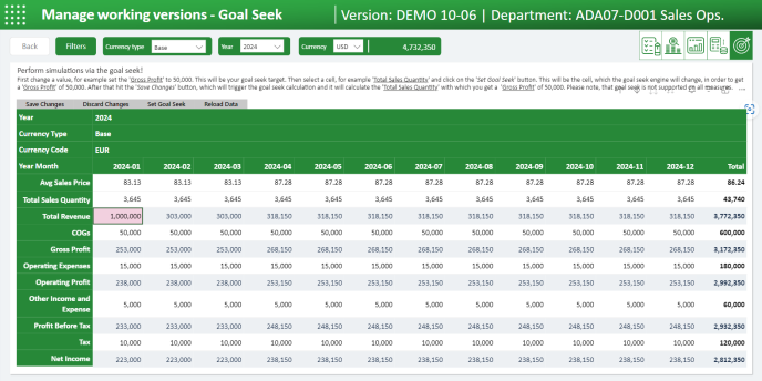 Manage Budget Values by GL Accounts (Goal Seek) – Power ON